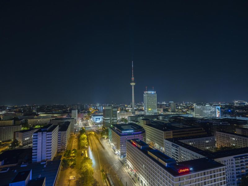 Nighttime in Berlin, Germany: A Cityscape of Skyscrapers HDRi Maps and ...