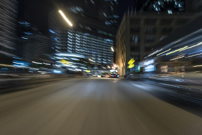 Nighttime Cityscape with Blurred Cars and Street Lights HDRi Maps and ...