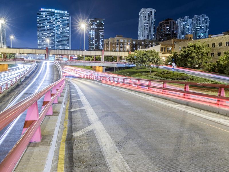 Nighttime Cityscape of Chicago Highway HDRi Maps and Backplates