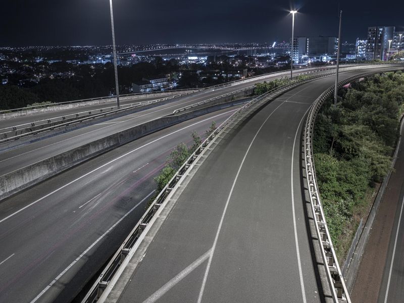 Nighttime Cityscape with Urban Highway and Skyscrapers Lit Up HDRi Maps ...