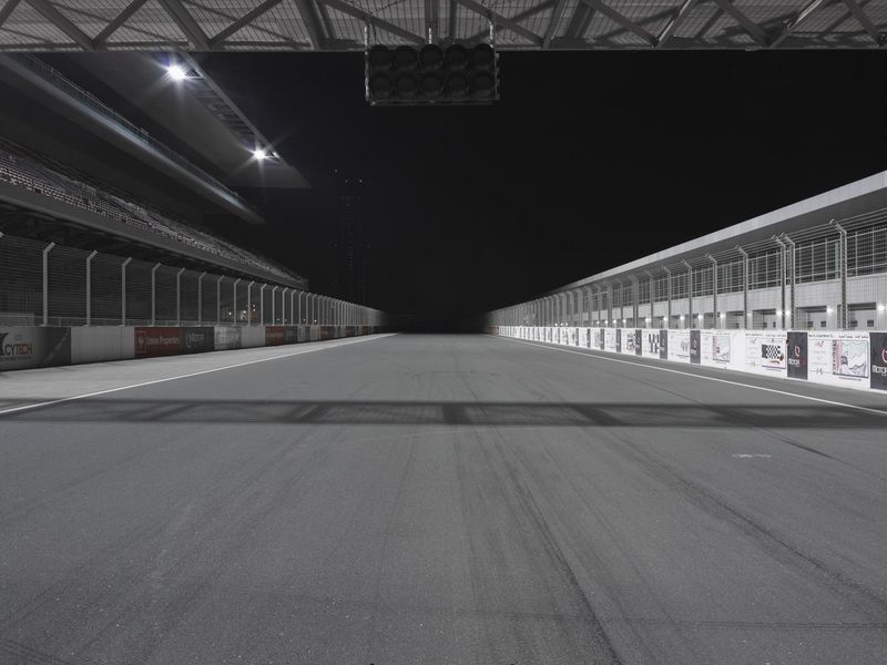 Nighttime Racetrack Building in Dubai HDRi Maps and Backplates