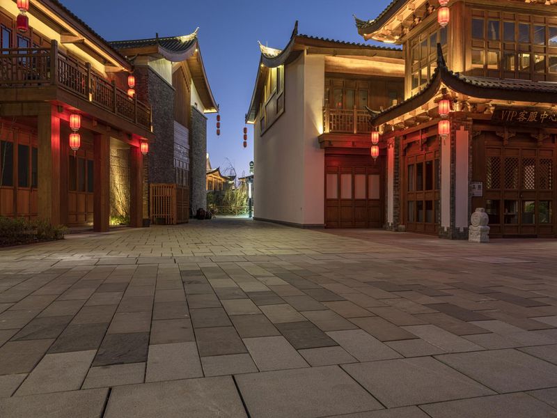 Nighttime Streets of China: Lights in the Old Town HDRi Maps and Backplates
