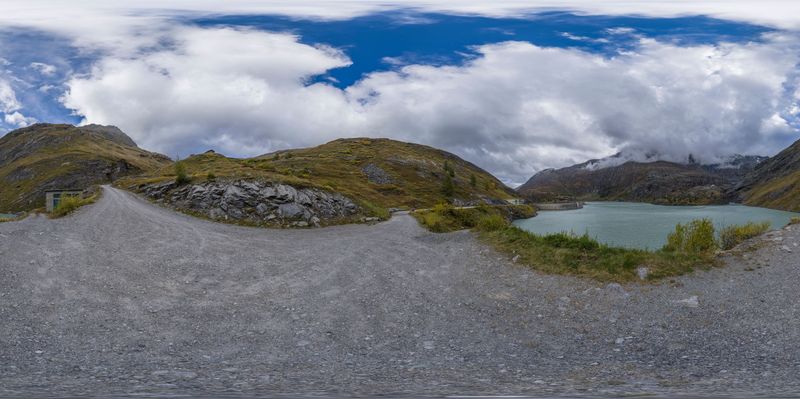 Off-Road Track in Austria: Mountains and Lake HDRi Maps and Backplates