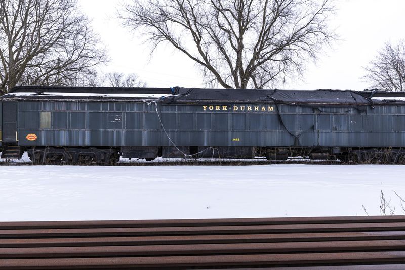 Old Train on Snowy Ground in Toronto, Canada HDRi Maps and Backplates