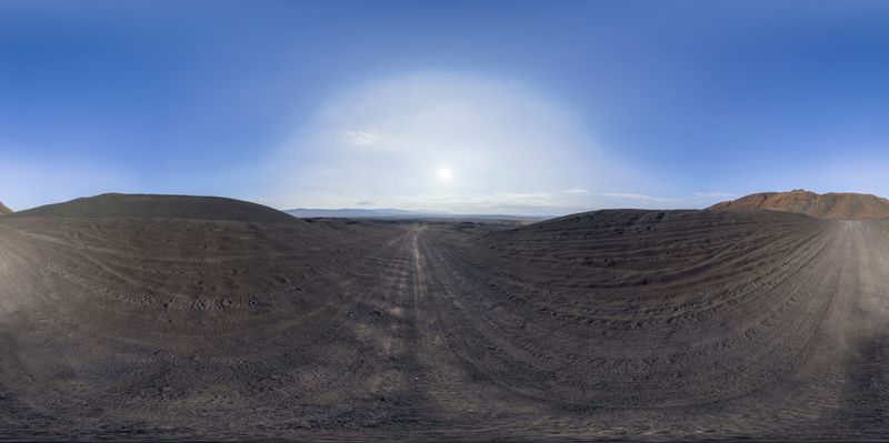 Open Plains: A Dirt Road with a Mountain View HDRi Maps and Backplates