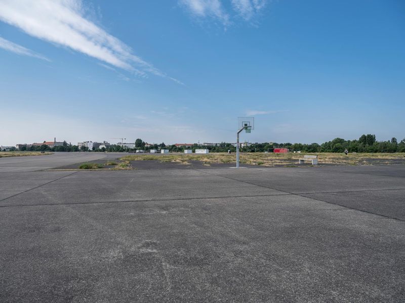 Open Space in Berlin: A View of Asphalt Road HDRi Maps and Backplates