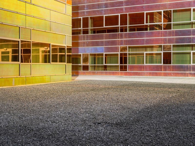 Open Space with Gravel Surface and Rectangle Building HDRi Maps and ...