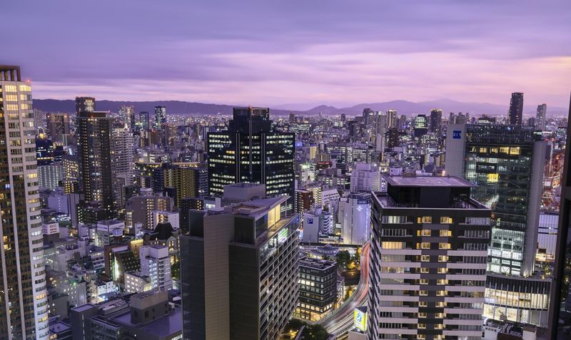 Osaka Cityscape: A Nighttime Overlook HDRi Maps and Backplates