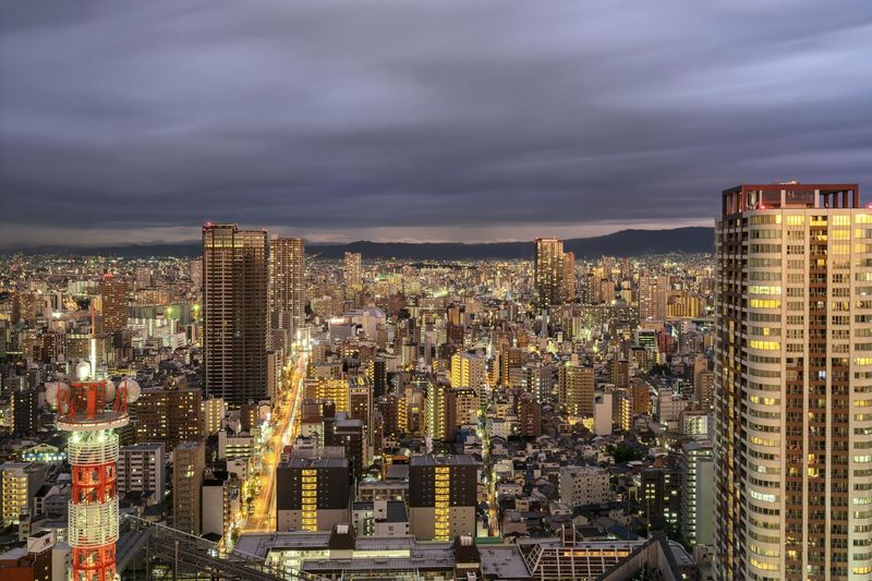 Night Cityscape Overlook in Osaka HDRi Maps and Backplates
