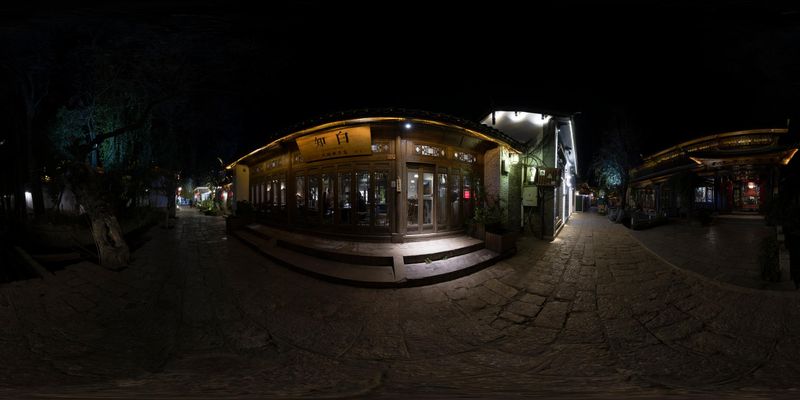 Outdoor Bar and Restaurant at Night in the Dark City of Europe HDRi ...