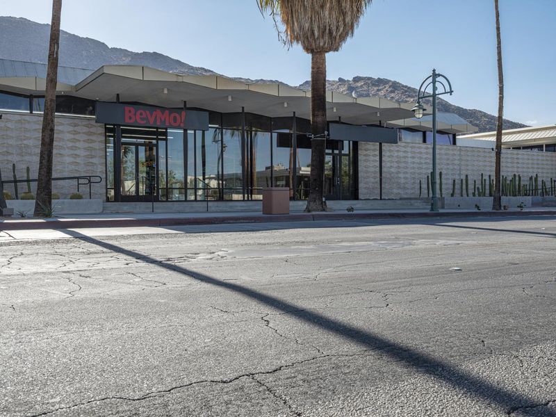 Palm Springs California Storefront with Mountains HDRi Maps and Backplates