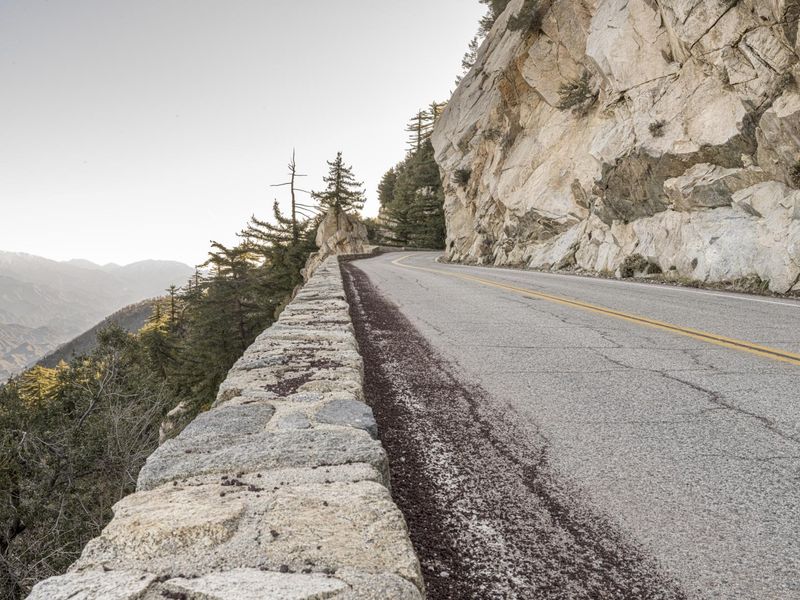 Paved Mountain Road in California with Barriers HDRi Maps and Backplates