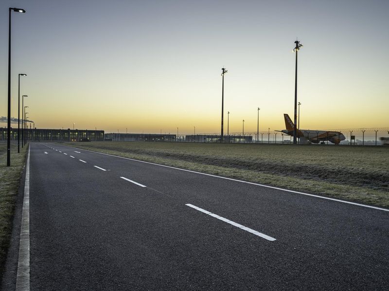 Plain Asphalt Road Landscape at Dawn HDRi Maps and Backplates