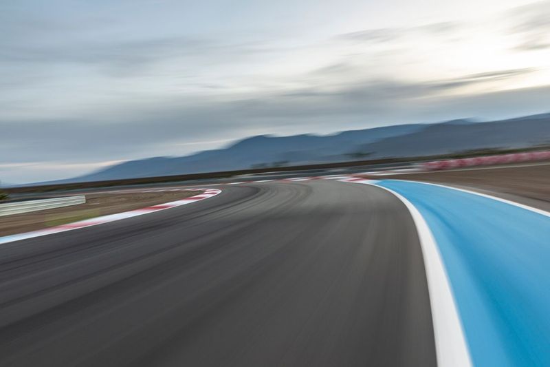 Race Track Excitement: Asphalt Curves at Dawn HDRi Maps and Backplates