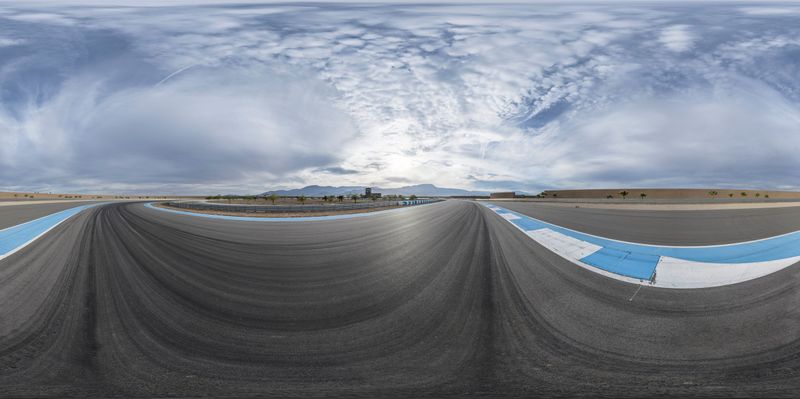 Race Track at Dawn in the USA: Sun Visible HDRi Maps and Backplates