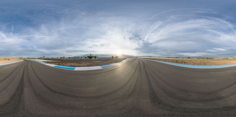 Race Track in the USA: Sunshine and Clouds HDRi Maps and Backplates