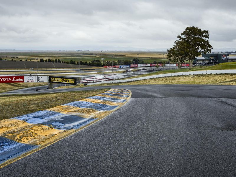 Race Track with Yellow Patches and Signs HDRi Maps and Backplates