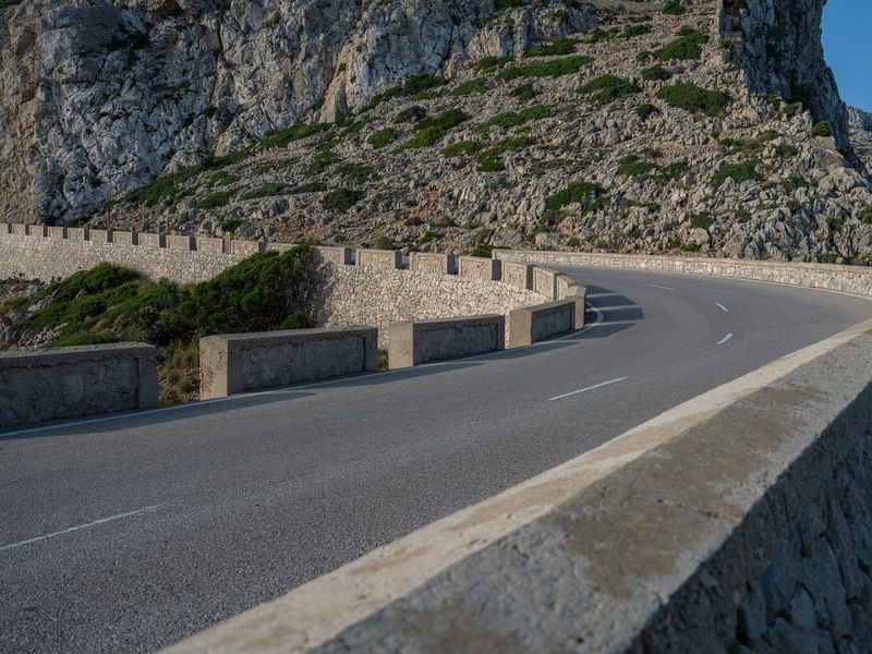 Road to Majorca: Asphalt Path with Clear Skies HDRi Maps and Backplates
