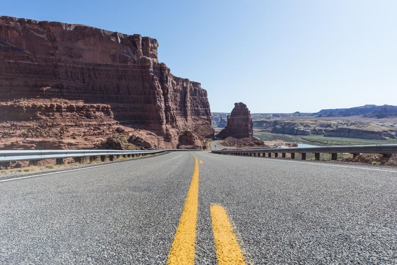 Straight Down the Road in Utah HDRi Maps and Backplates