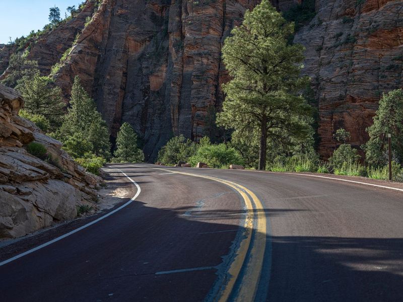 Road through Zion National Park, Utah, USA