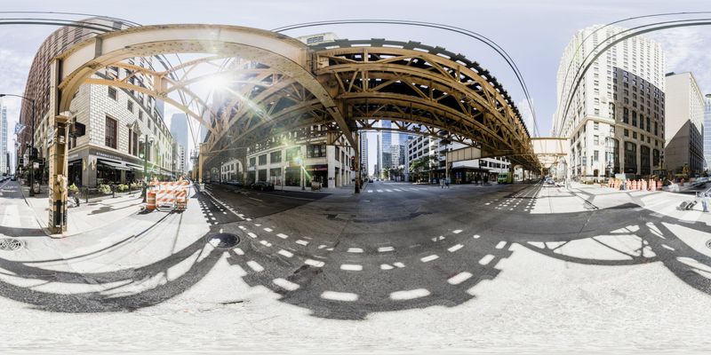 Rugged Cityscape of Chicago, Illinois: Open Space and Hard Shadows HDRi ...