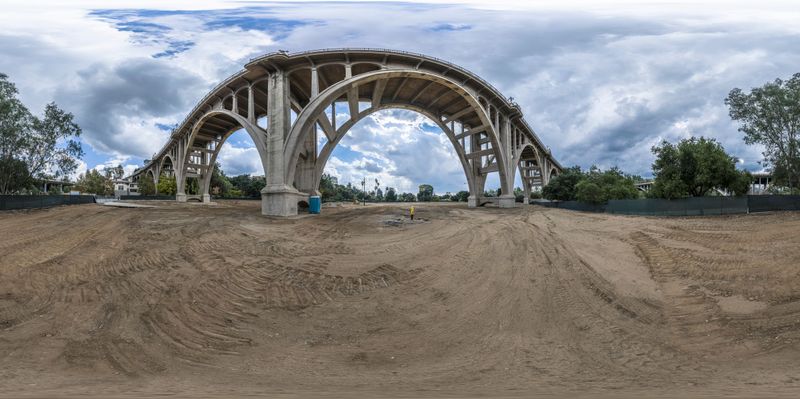 Rural Bridge Over Dirt Hillside HDRi Maps and Backplates