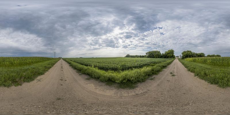 Rural Dirt Road in Iowa: Through the Green Field HDRi Maps and Backplates