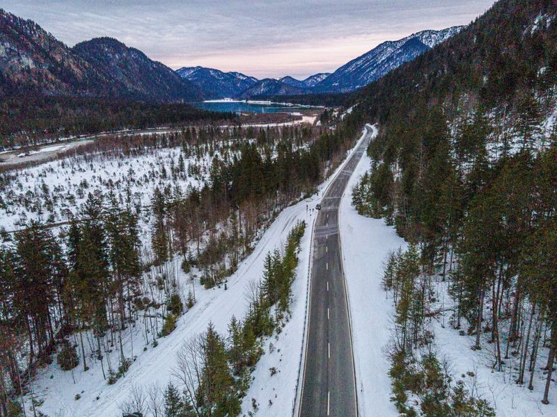 Rural Germany: Snow-Covered Mountains Aerial View HDRi Maps and Backplates