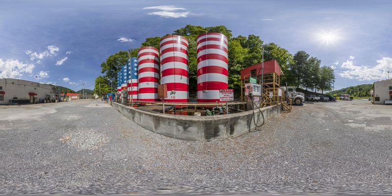 Rural Road in the USA: Red Poles Under a Clear Sky HDRi Maps and Backplates