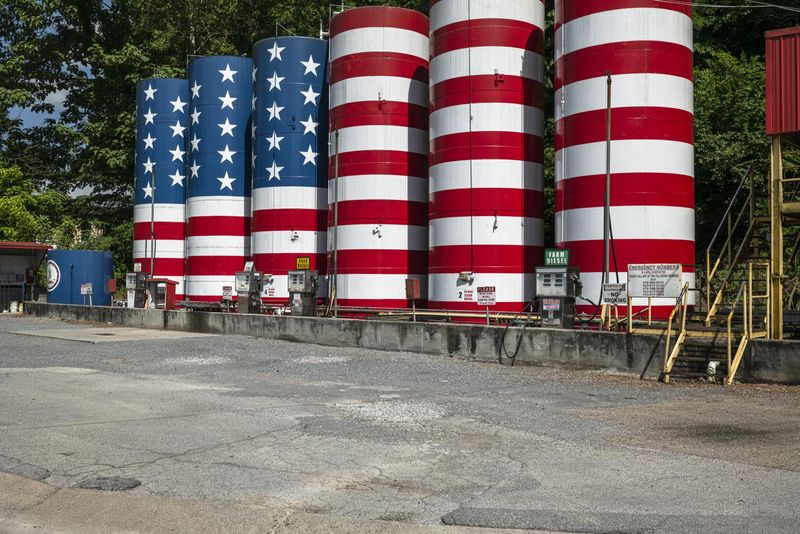 Rural USA with American Flags and Industrial Building HDRi Maps and ...