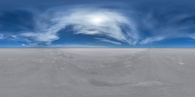 Salt Flat Panorama: An Endless Sunny Day HDRi Maps and Backplates