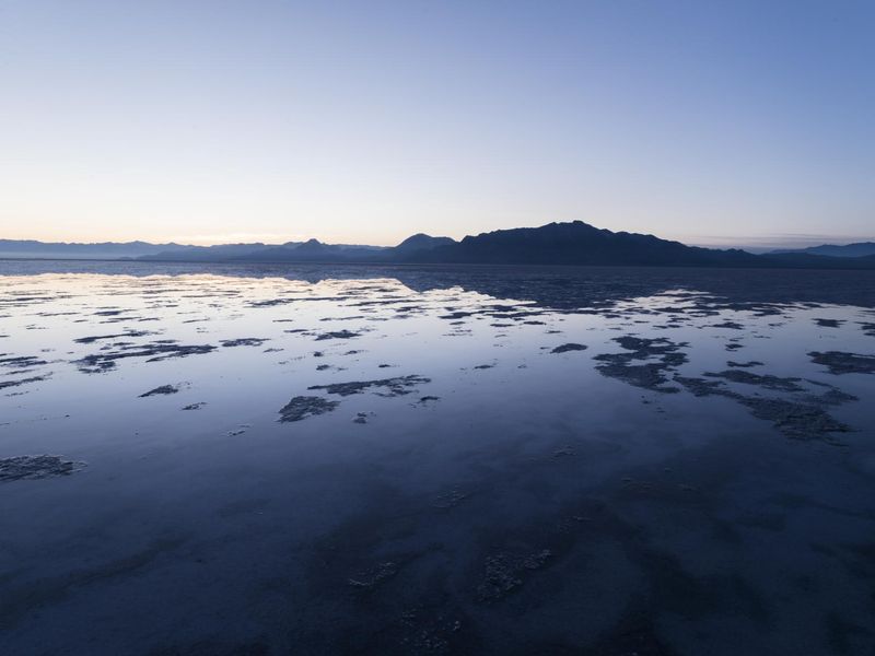 Utah Salt Lake City Desert Landscape with Mountain Reflection in Lake ...