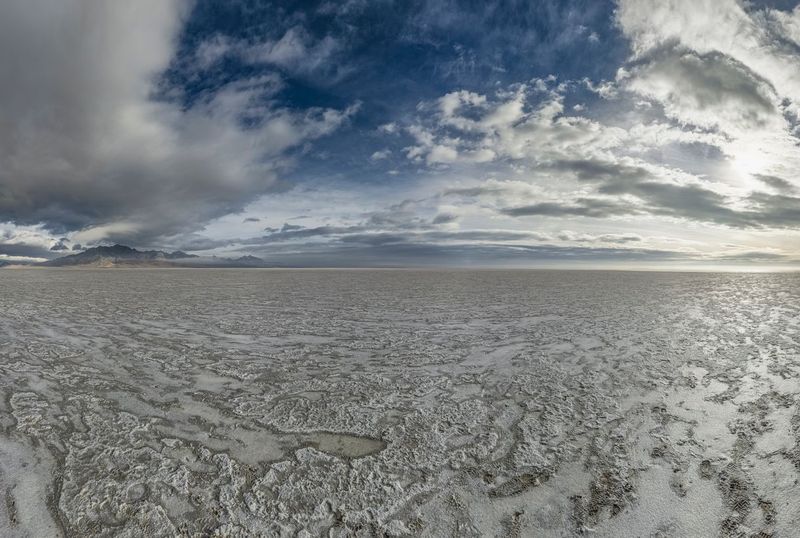 Salt Lake Utah Landscape: Mountains, Salt, and Sun HDRi Maps and Backplates