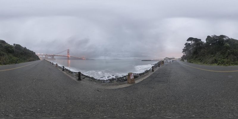 San Francisco: A Foggy Day by the Ocean and Bridge HDRi Maps and Backplates