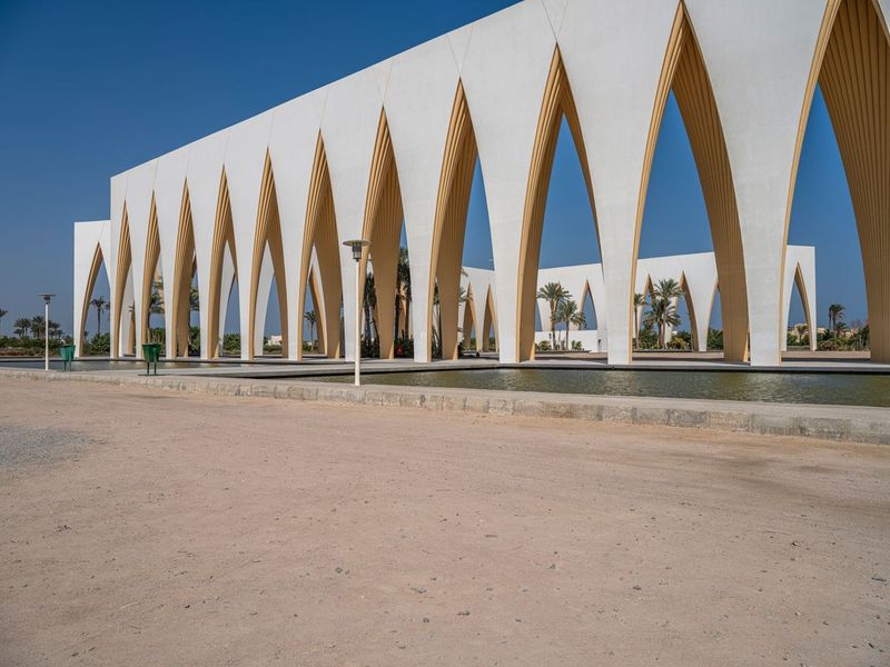 Sandy Street in Egypt with Modern Architecture HDRi Maps and Backplates