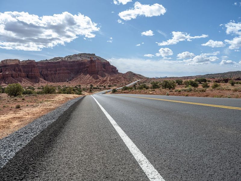 Scenic Landscape Road with Clear Skies in Utah HDRi Maps and Backplates