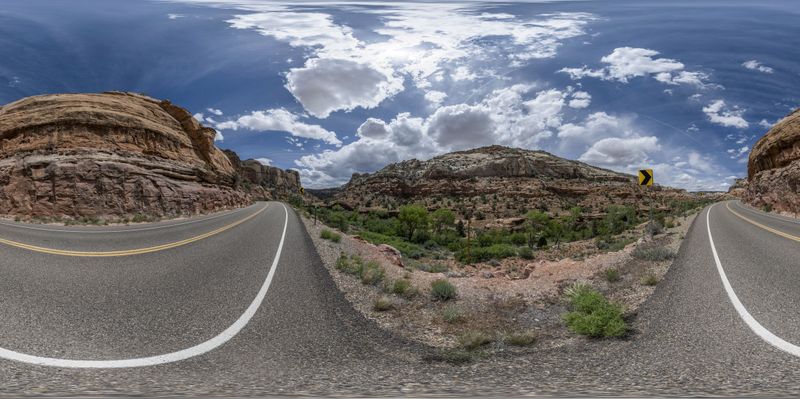 Scenic Road in Utah: Clear Sky and Clouds HDRi Maps and Backplates