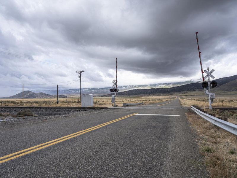 Scenic Road Through Utah Mountains with Railway Signals HDRi Maps and ...