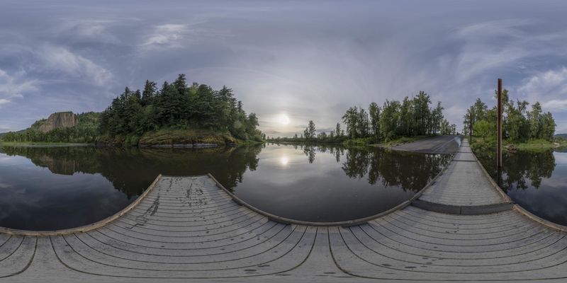 A Serene River Surrounded by Lush Green Trees HDRi Maps and Backplates