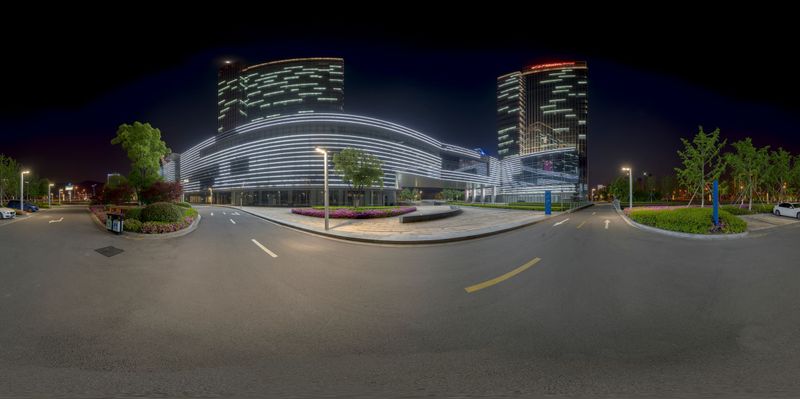 Shanghai Business District: Evening Cityscape HDRi Maps and Backplates
