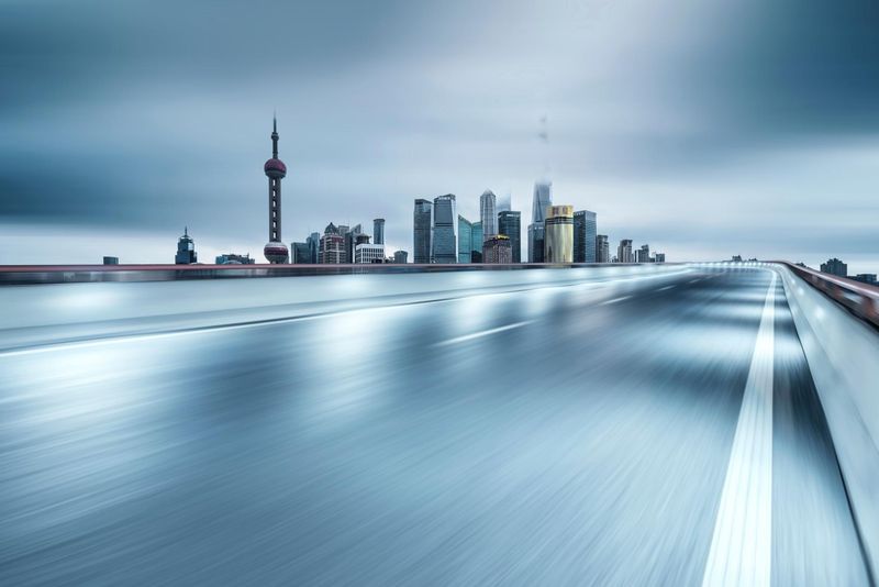 Shanghai City Skyline at Dawn HDRi Maps and Backplates