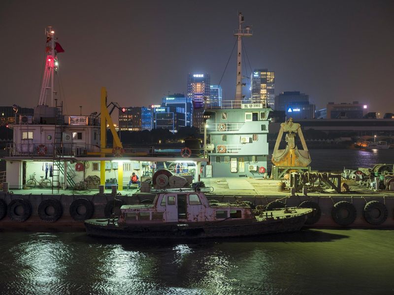 Shanghai Cityscape at Evening Harbor HDRi Maps and Backplates