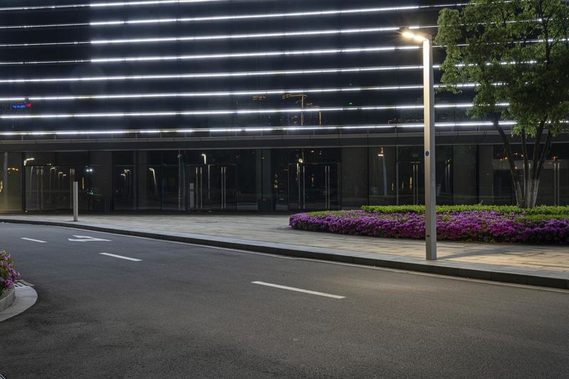 Shanghai Modern Office Building with Neon Light - HDRi Maps and Backplates