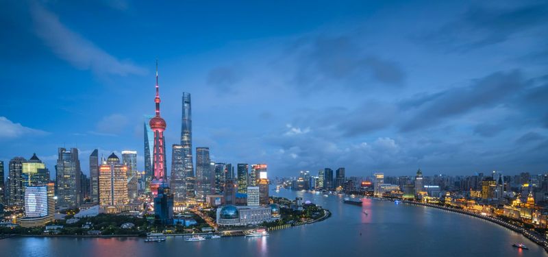 Shanghai Skyline: Overlooking Modern Architecture HDRi Maps and Backplates