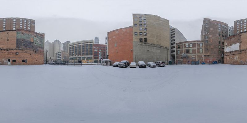 Snow-Covered Building in Downtown Detroit: An Urban Winter Scene HDRi ...