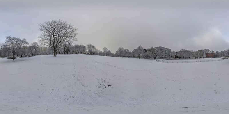 Snow Covered City Park: Hilltop Trees and Serene Atmosphere HDRi Maps ...