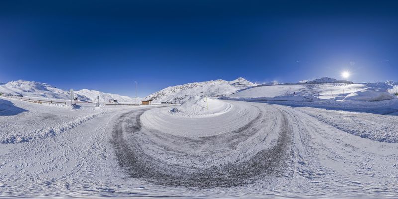 Snow-Covered Mountain Pass in the French Alps - HDRi Maps and Backplates