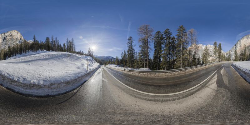 Snow-Covered Mountain Pass in the Swiss Alps - HDRi Maps and Backplates