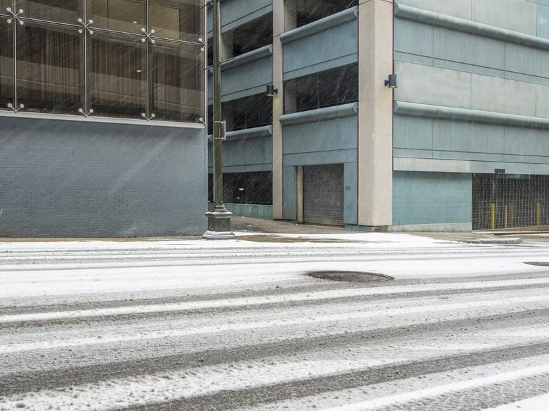 Snow Covered Road in Detroit Art District HDRi Maps and Backplates