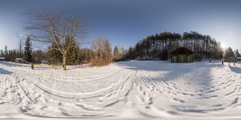 Snow-Covered Road in a Field: Trees and Buildings - HDRi Maps and ...